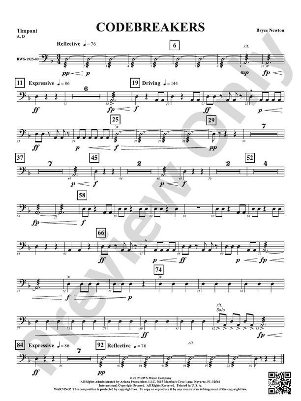 Codebreakers: Timpani: Timpani Part: Bryce Newton - Digital Sheet Music ...