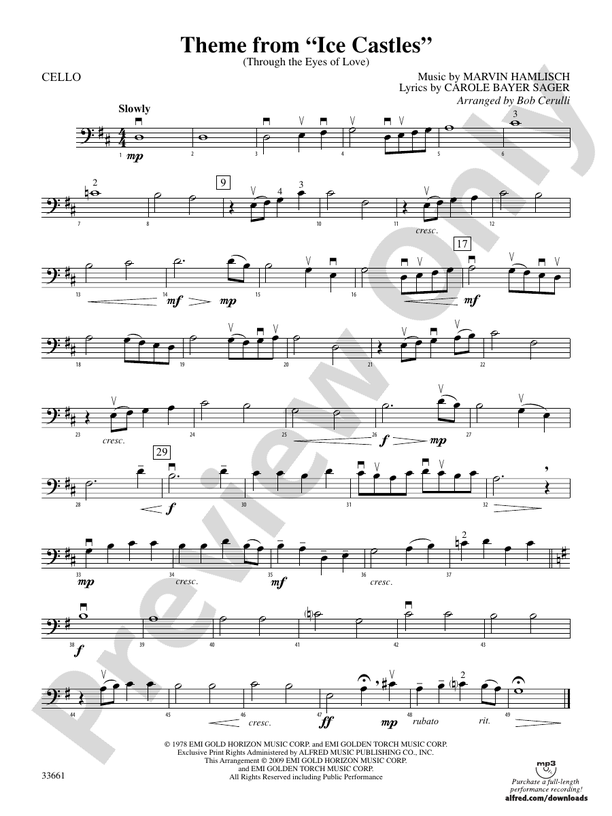 Ice Castles, Theme from (Through the Eyes of Love): Cello: Cello Part ...