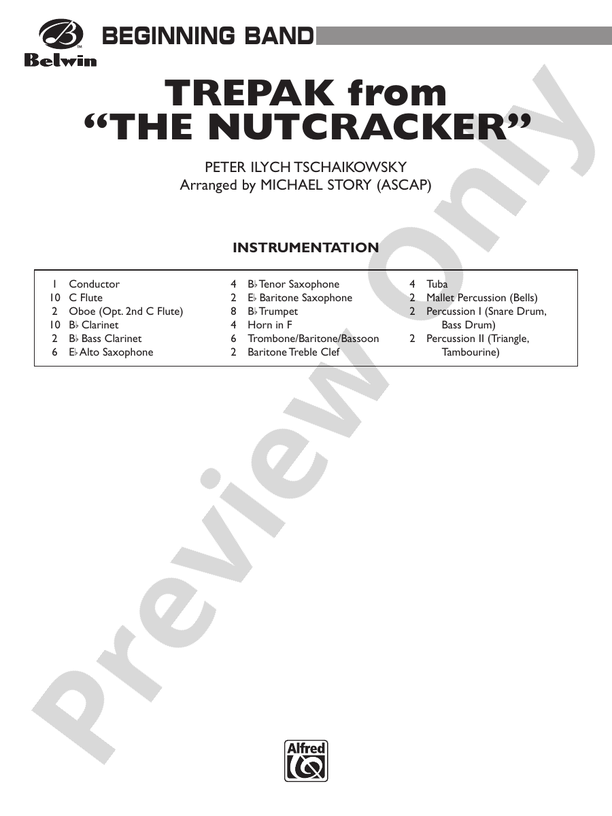 Trepak from The Nutcracker: Concert Band Conductor Score & Parts ...
