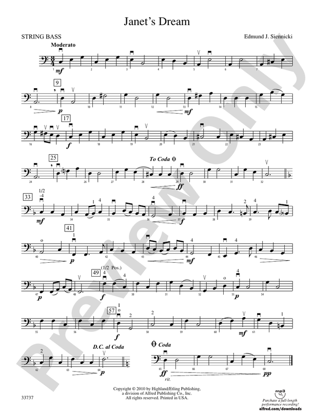 Janet's Dream: String Bass: String Bass Part - Digital Sheet Music Download