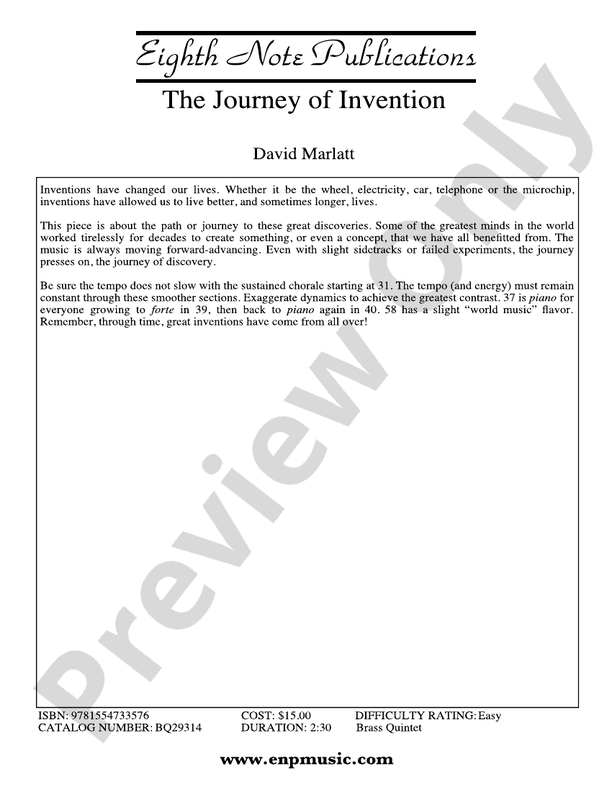 The Journey of Invention: Score: Brass Quintet Score - Digital Sheet ...