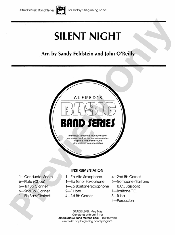 Silent Night: Concert Band Conductor Score & Parts - Digital Sheet ...
