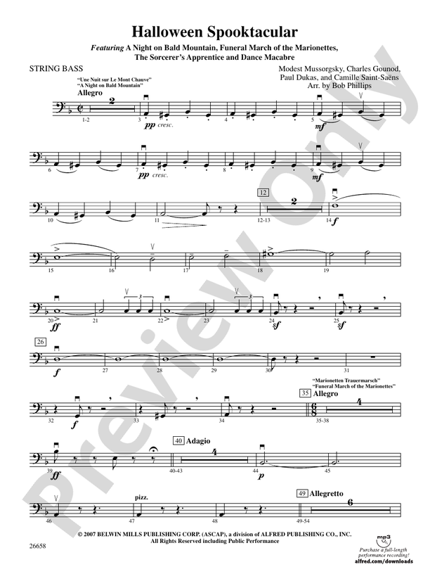 Halloween Spooktacular: String Bass: String Bass Part - Digital Sheet ...
