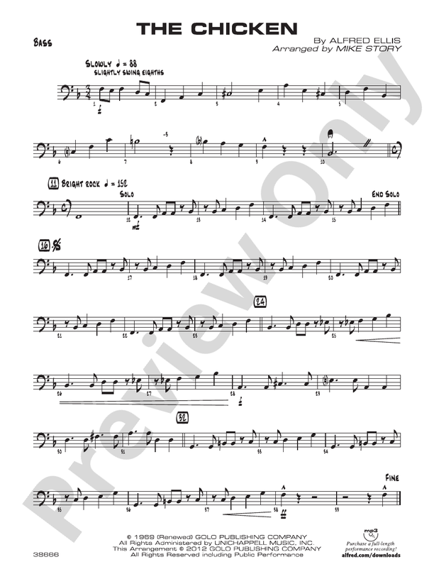 The Chicken: String Bass: String Bass Part - Digital Sheet Music Download