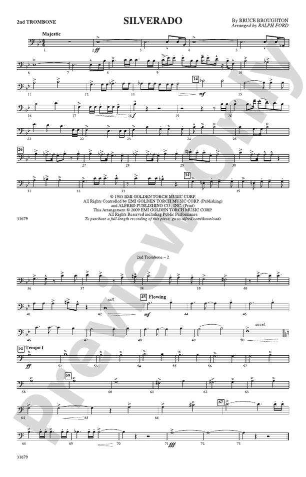 Silverado: 2nd Trombone: 2nd Trombone Part - Digital Sheet Music Download