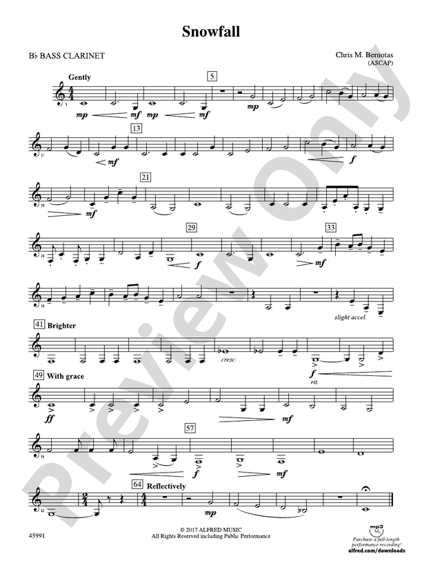 Snowfall: B-flat Bass Clarinet: B-flat Bass Clarinet Part - Digital ...