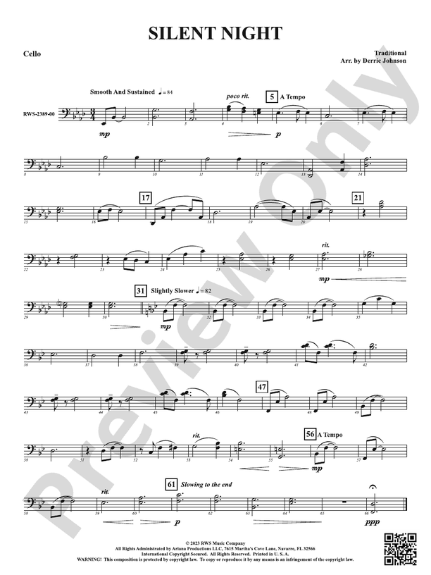 Silent Night: Cello: Cello Part - Digital Sheet Music Download