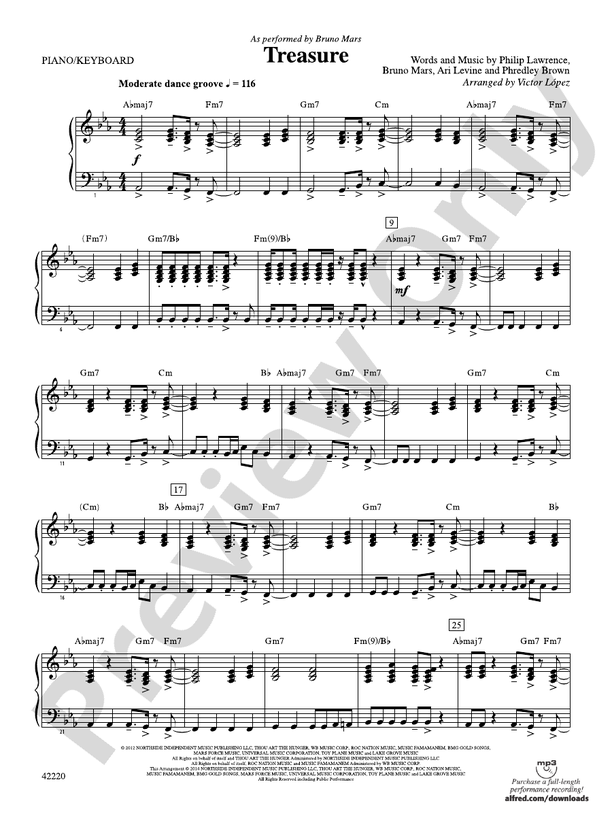 Treasure: Piano Accompaniment: Piano Accompaniment Part - Digital Sheet ...