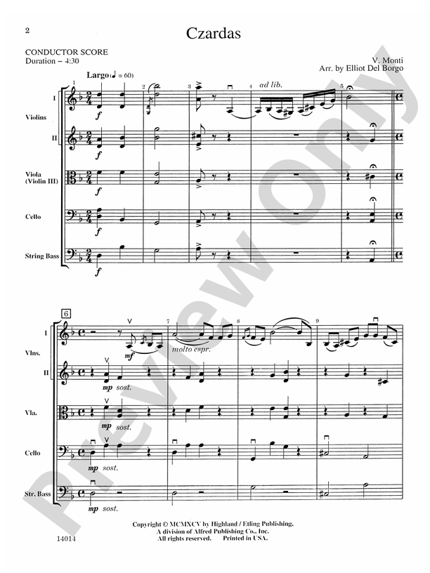 Czardas: Score: String Orchestra Score - Digital Sheet Music Download