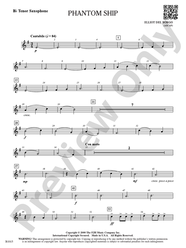 Phantom Ship: B-flat Tenor Saxophone: B-flat Tenor Saxophone Part ...