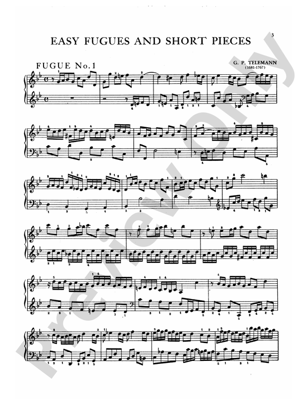 Telemann: Easy Fugues and Little Pieces: Fugue No. 1 Part - Digital ...