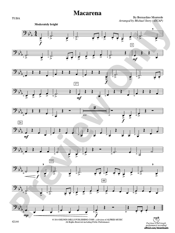 Macarena: Tuba: Tuba Part - Digital Sheet Music Download