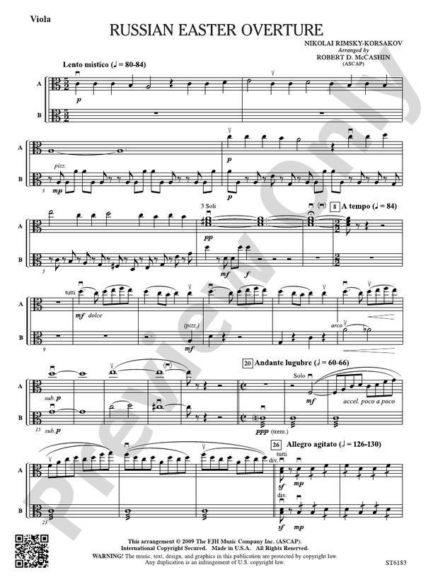 Russian Easter Overture: Viola: Viola Part: Nikolai Rimsky-Korsakov ...