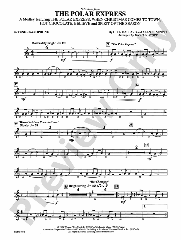 The Polar Express, Selections from: B-flat Tenor Saxophone: B-flat ...