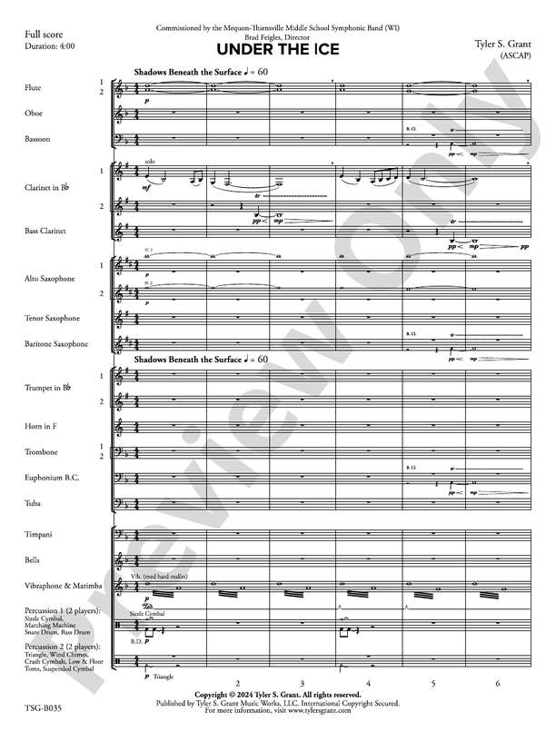 Under the Ice: Concert Band Conductor Score & Parts: Tyler S. Grant ...
