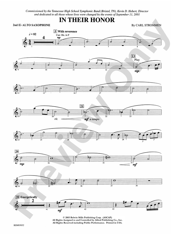 In Their Honor: 2nd E-flat Alto Saxophone: 2nd E-flat Alto Saxophone Part - Digital Sheet Music ...