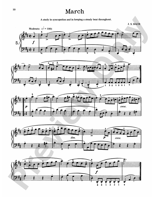 Bach: First Lessons in Bach (Ed. Carroll): 5. March in D Major Part ...