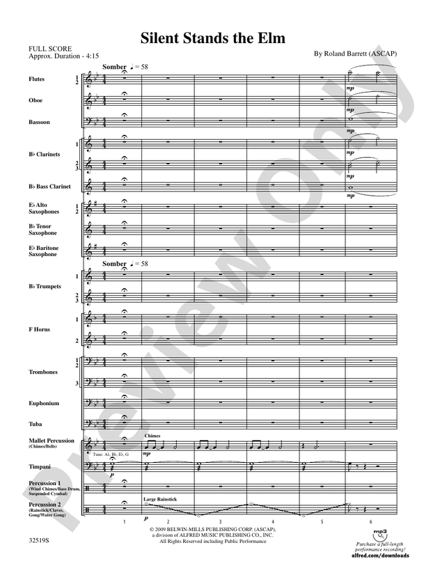 Silent Stands the Elm: Concert Band Conductor Score & Parts: Roland ...