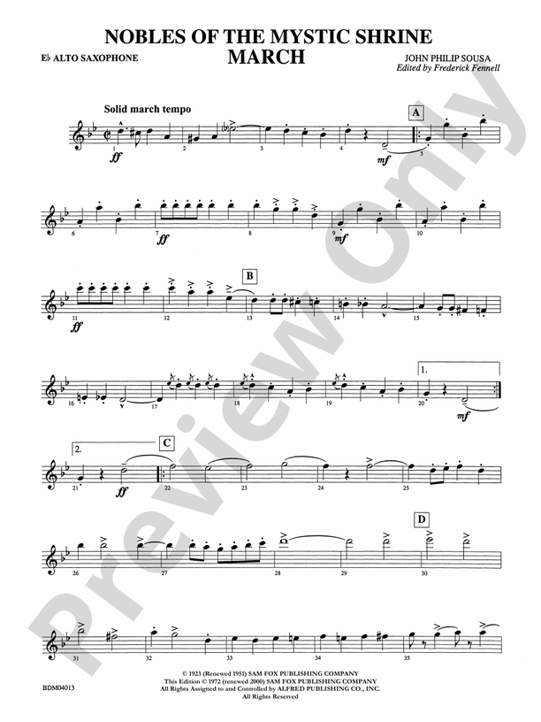Nobles of the Mystic Shrine (March): E-flat Alto Saxophone: E-flat Alto ...