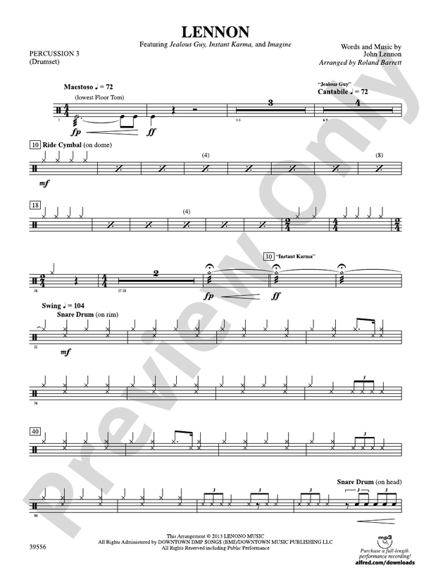 Lennon: 3rd Percussion: 3rd Percussion Part - Digital Sheet Music Download