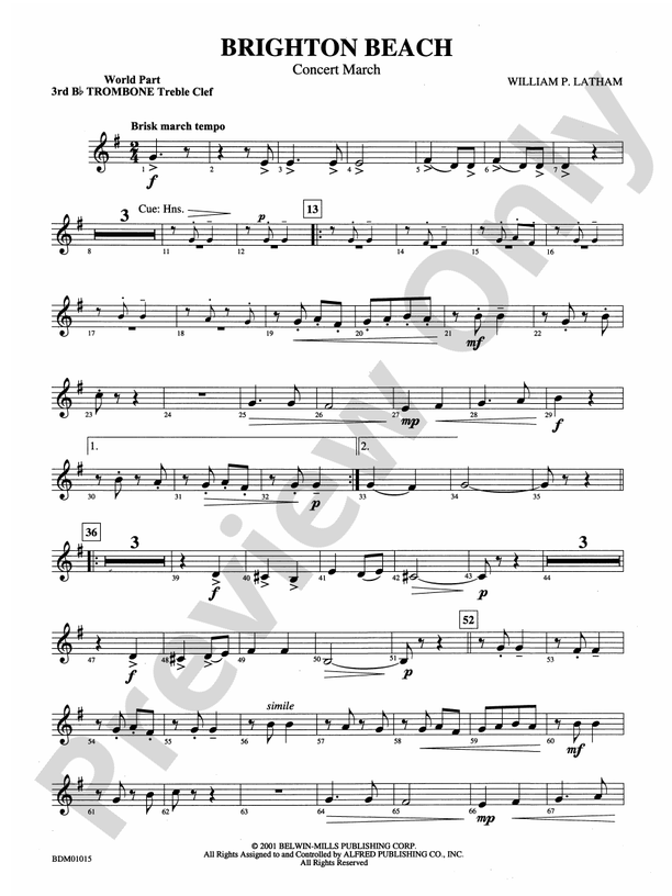 Brighton Beach (Concert March): (wp) 3rd B-flat Trombone T.C.: (wp) 3rd ...