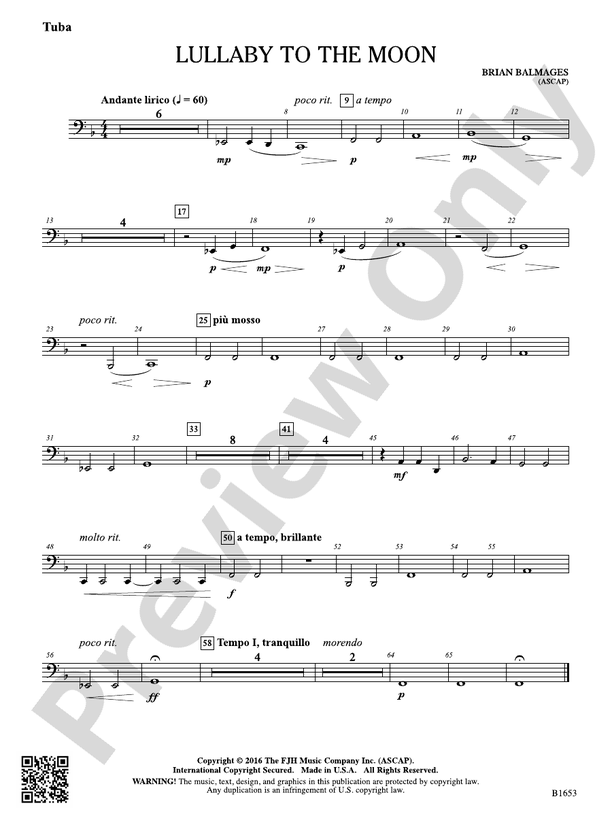 Lullaby to the Moon: Tuba: Tuba Part: Brian Balmages - Digital Sheet ...