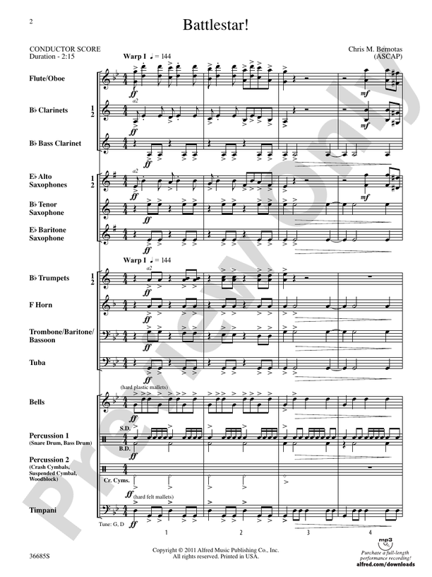 Battlestar!: Concert Band Conductor Score & Parts: Chris M. Bernotas ...