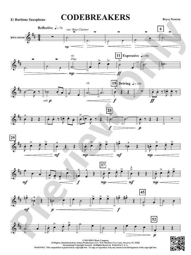 Codebreakers: E-flat Baritone Saxophone: E-flat Baritone Saxophone Part ...