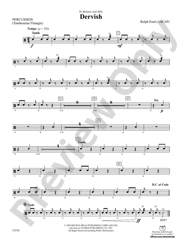Dervish: 1st Percussion: 1st Percussion Part - Digital Sheet Music Download