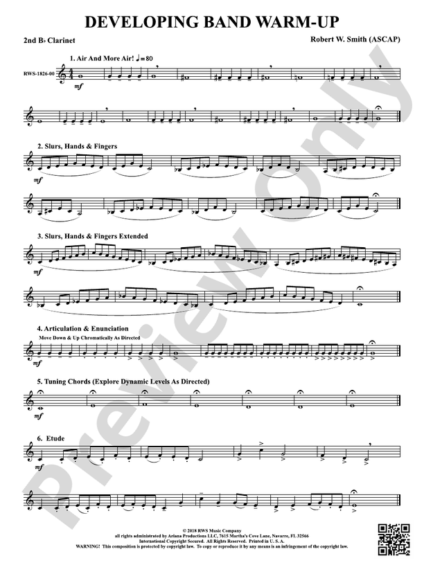 Developing Band Warm-Up: 2nd B-flat Clarinet: 2nd B-flat Clarinet Part ...