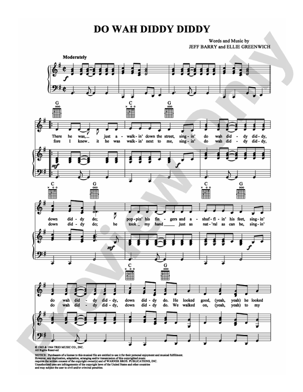 Do Wah Diddy Diddy: Piano/Vocal/Chords: Manfred Mann - Digital Sheet ...