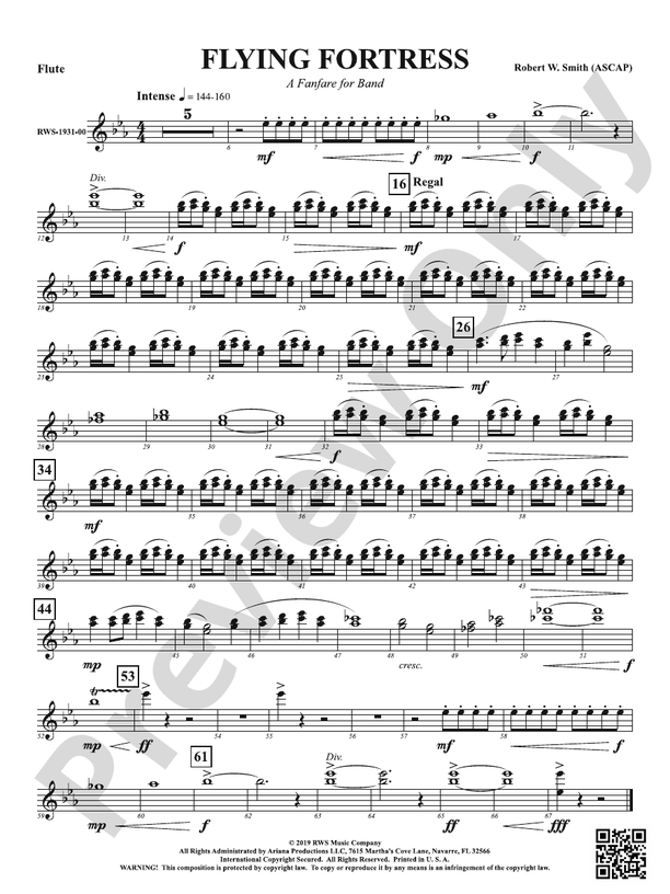 Flying Fortress - A Fanfare for Band: 1st Flute: 1st Flute Part: Robert ...