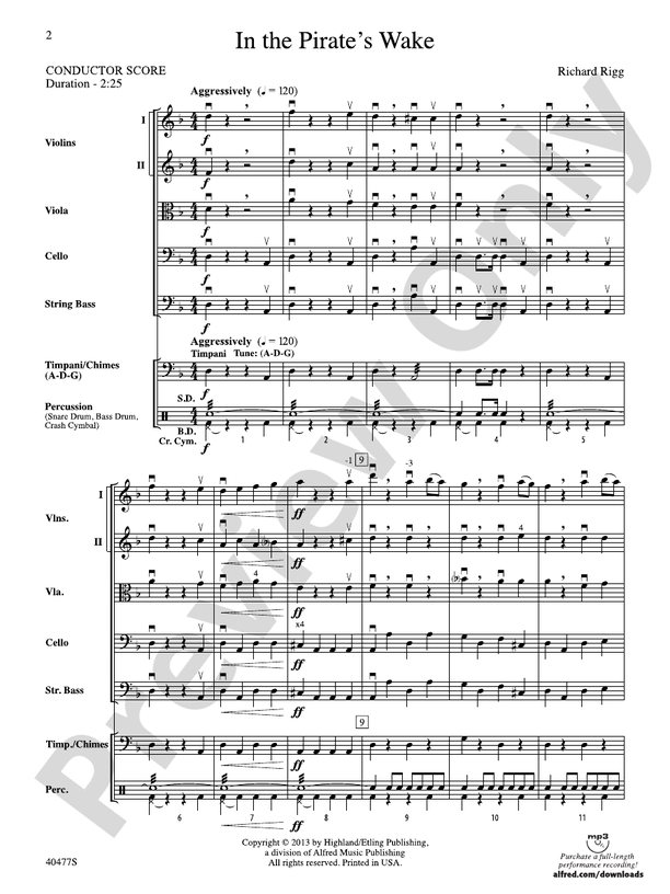 In the Pirate's Wake: String Orchestra Conductor Score & Parts: Richard ...