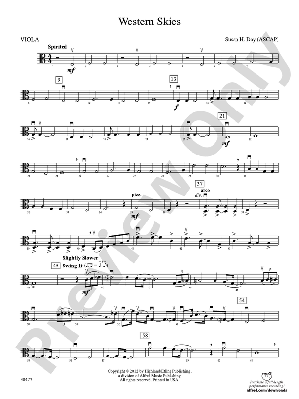 Western Skies: Viola: Viola Part - Digital Sheet Music Download