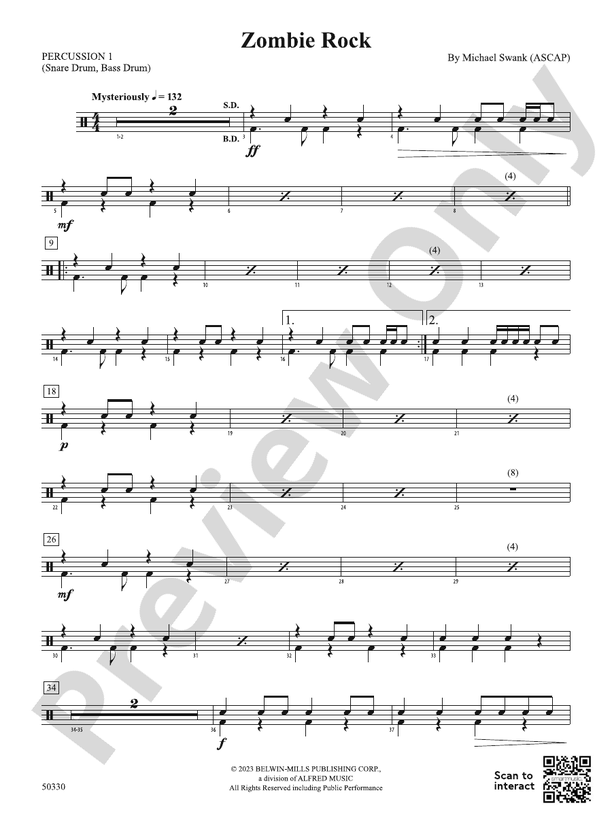 Zombie Rock: 1st Percussion: 1st Percussion Part - Digital Sheet Music ...