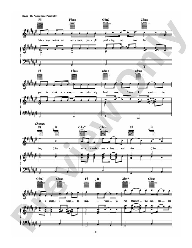 The Animal Song: Piano/Vocal/Chords: Savage Garden - Digital Sheet ...