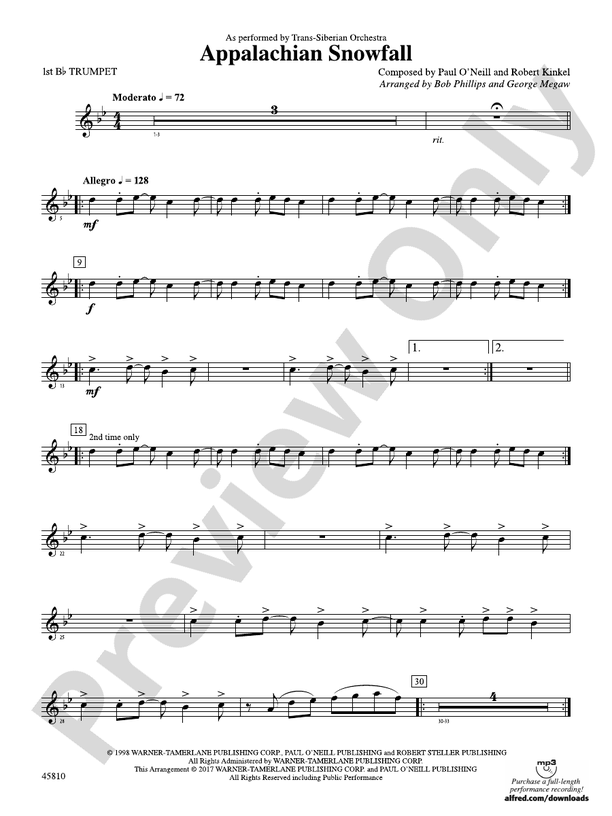 Appalachian Snowfall: 1st B-flat Trumpet: 1st B-flat Trumpet Part ...