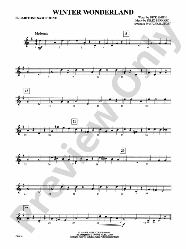 Winter Wonderland E Flat Baritone Saxophone E Flat Baritone Saxophone