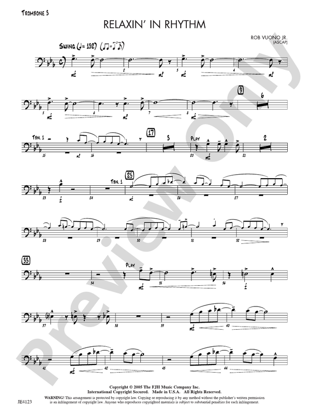Relaxin' in Rhythm: Opt. Trombone 3: Opt. Trombone 3 Part: Rob Vuono Jr ...
