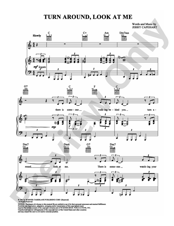 Turn Around, Look At Me: Piano/Vocal/Chords: Bee Gees - Digital Sheet ...