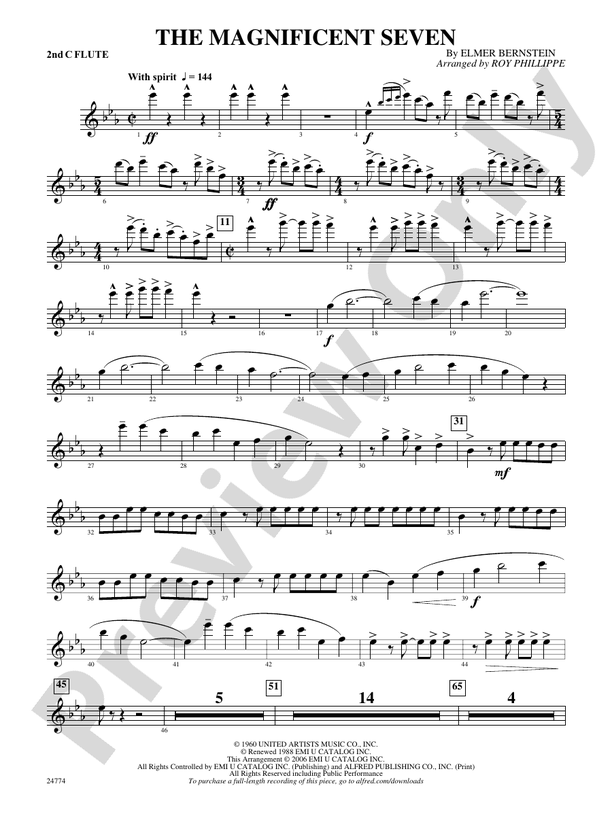 The Magnificent Seven: 2nd Flute: 2nd Flute Part - Digital Sheet Music ...
