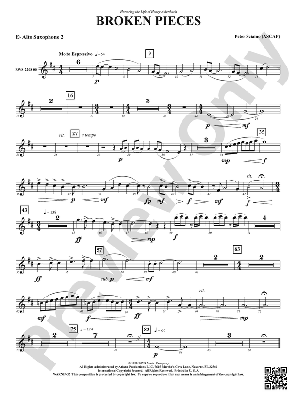 Broken Pieces: 2nd E-flat Alto Saxophone: 2nd E-flat Alto Saxophone ...