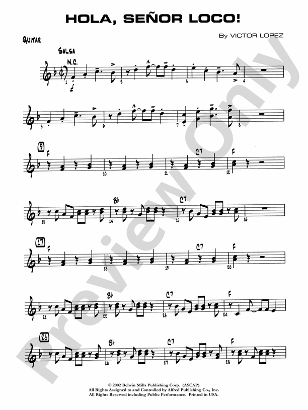 Hola, Señor Loco!: Guitar: Guitar Part - Digital Sheet Music Download