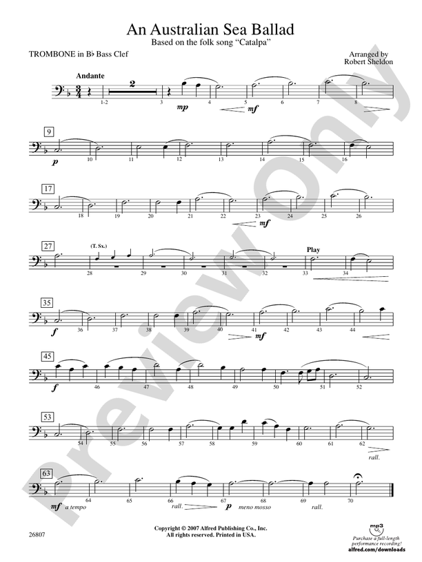 An Australian Sea Ballad: (wp) 1st B-flat Trombone B.C.: (wp) 1st B ...