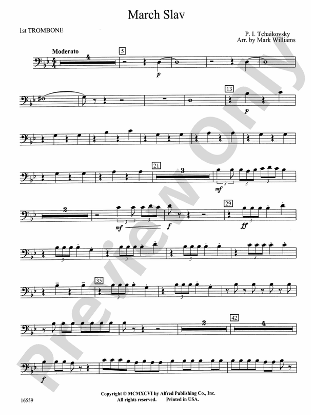 March Slav: 1st Trombone: 1st Trombone Part - Digital Sheet Music Download