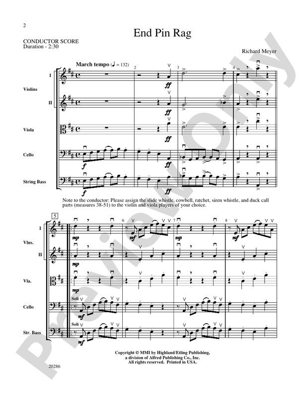 End Pin Rag (Cello and Bass Section Feature): String Orchestra ...