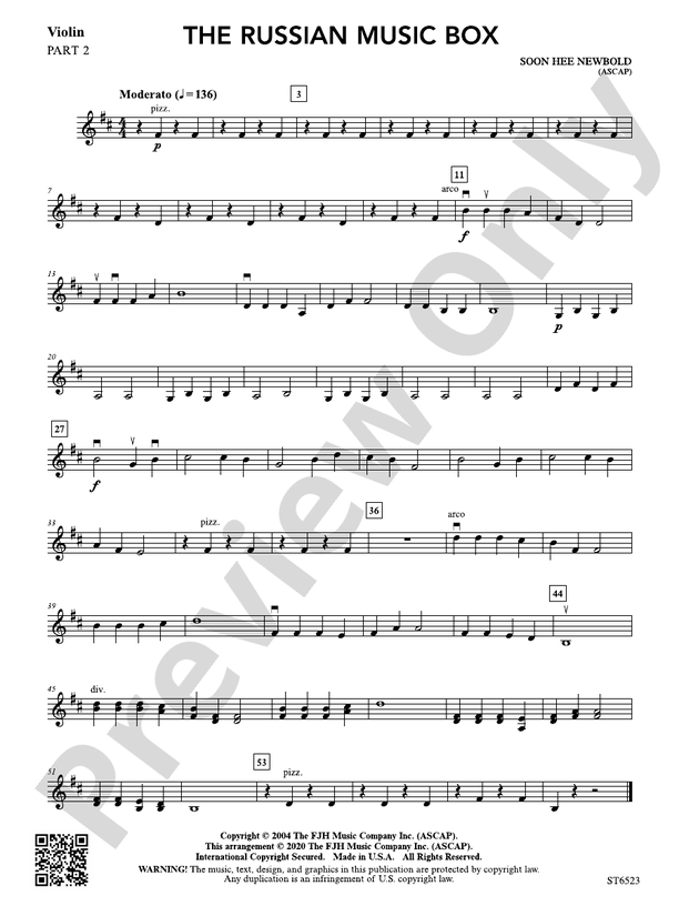 The Russian Music Box: Part 2 Violin: Part 2 Violin Part: Soon Hee ...