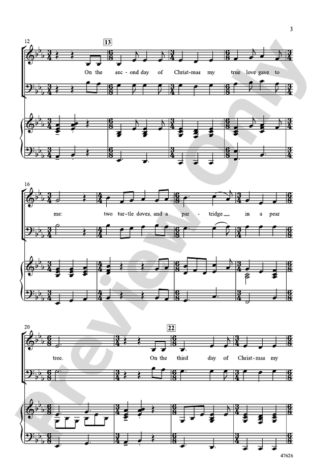 The 12 Days of Christmas: SATB Choral Octavo - Digital Sheet Music Download