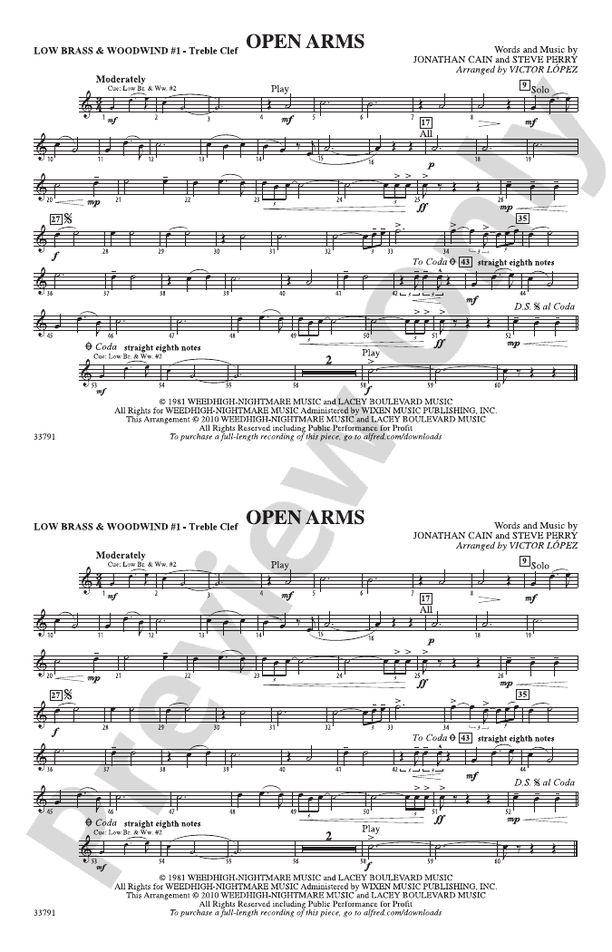 Open Arms: Low Brass & Woodwinds #1 - Treble Clef: Low Brass ...