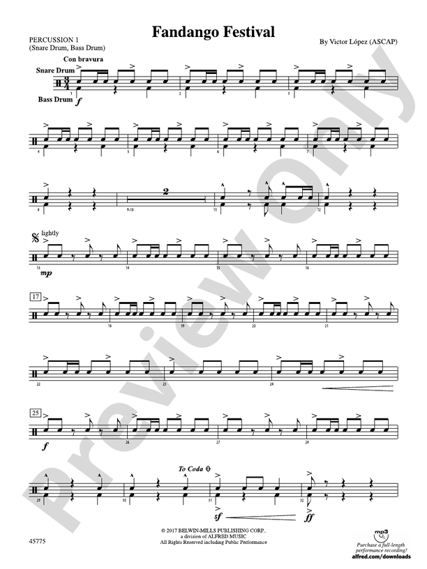 Fandango Festival: 1st Percussion: 1st Percussion Part - Digital Sheet ...